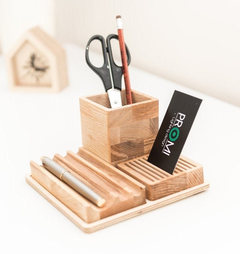 PERSONALIZED Wood Desk Organizer Wooden Desk Organization - Etsy