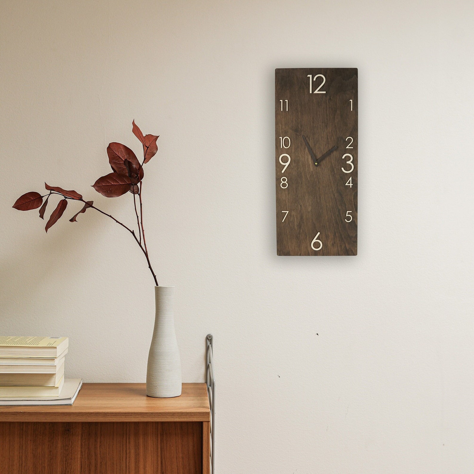 Wooden Clock Vertical Wooden Wall Clock Rustic Wall Clock Modern ...