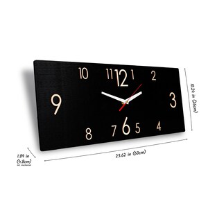 Rectangle Wooden Wall Clock Modern, Mid Century Large Horizontal Wall ...