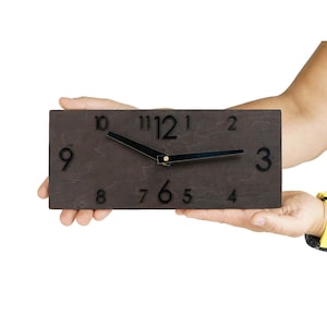 Black Wall Clock Unique Décor, 2 Sizes Small & Large, Rectangular Shape ...