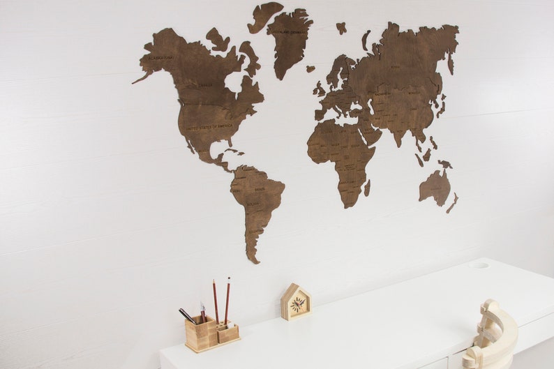 Wall World Map for Home and Office, 3 COLORS AVAILABLE, Wooden World ...
