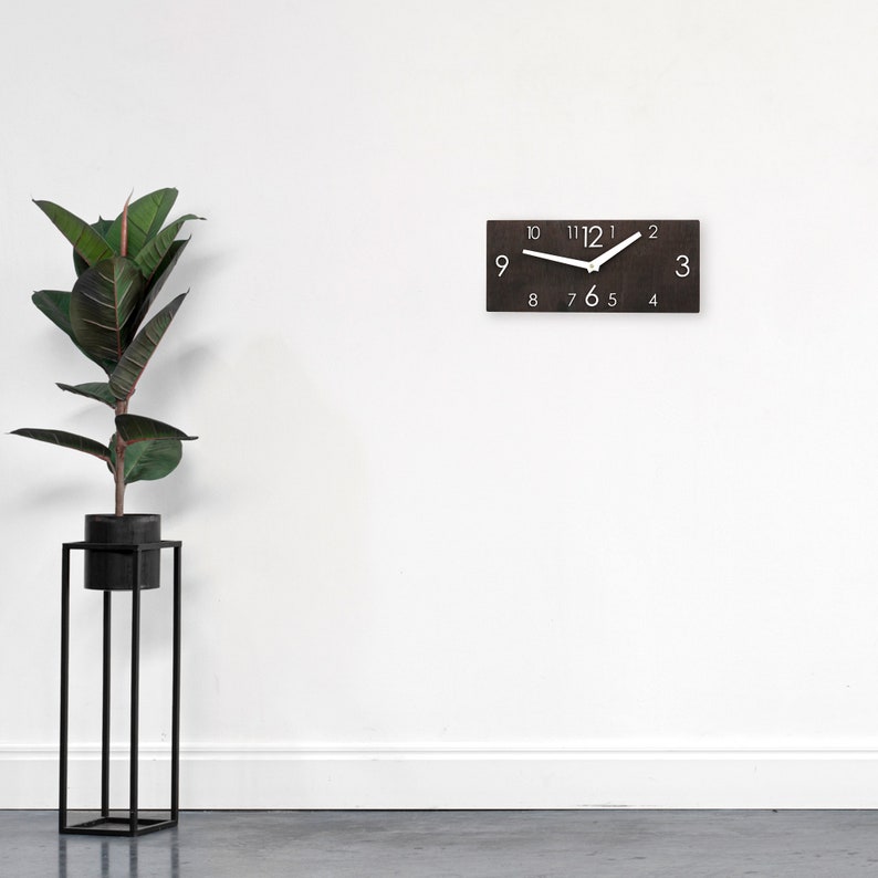 Rectangle Wooden Wall Clock Unique, Horizontal Rustic Wall Clock for ...
