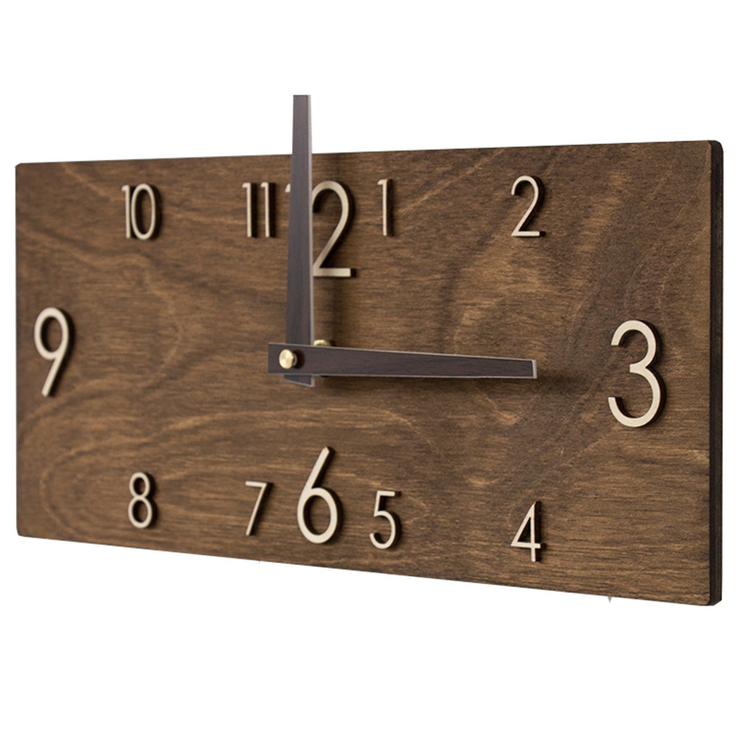 Personalized Rectangular Wooden Wall Clock, Farmhouse Wood Wall Clock ...