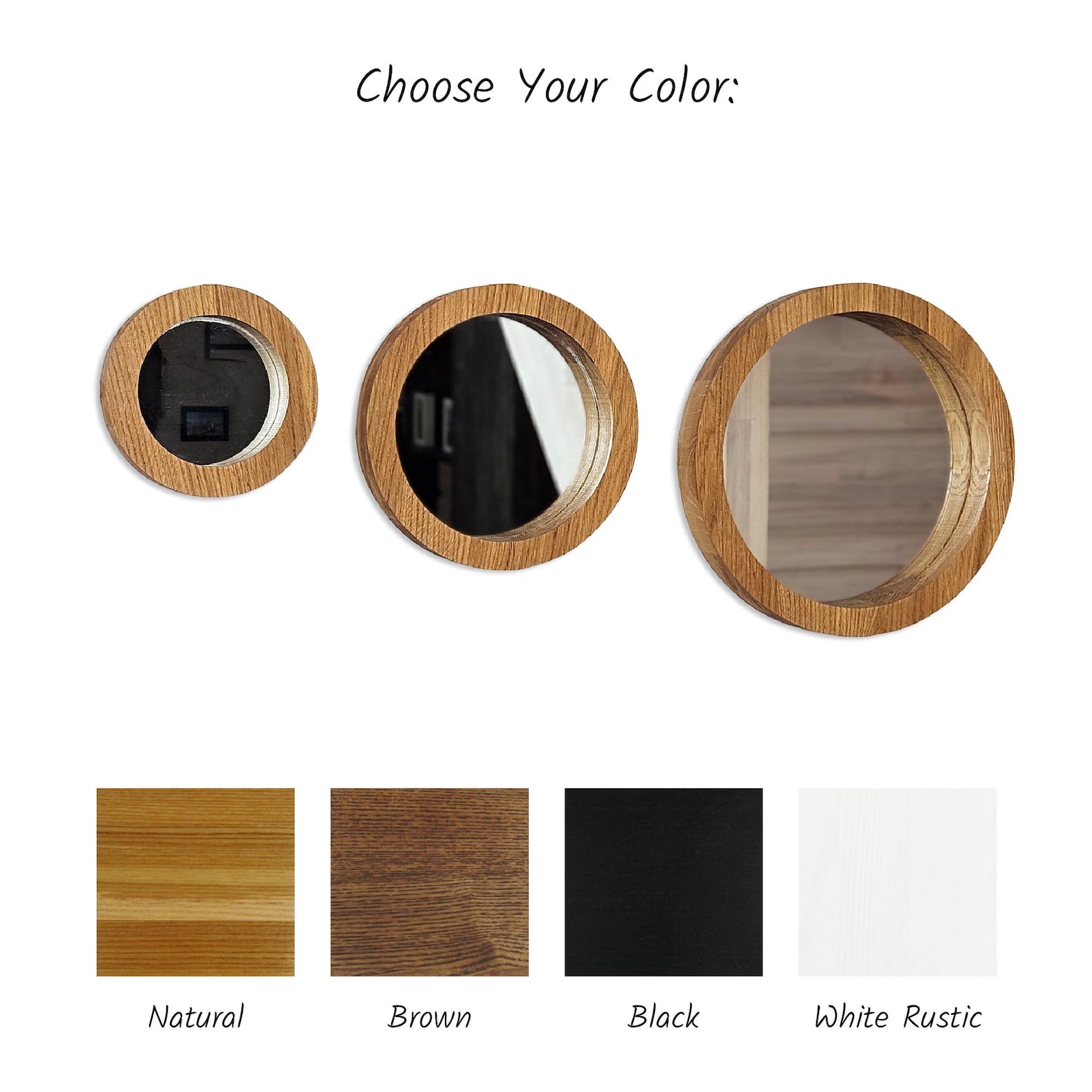 Wall Mirror Set of 3 Mirrors Wood Mirror Round Mirror Wall Mirror - Etsy