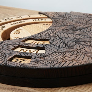 Wooden Perpetual Calendar for Desk, Spin Calendar for Home & Office ...