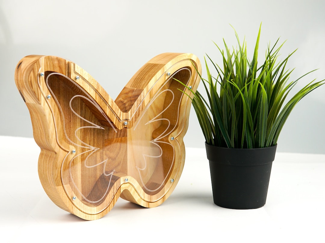 Personalized Butterfly Piggy Bank Money Box Gift for Girls, Big Custom ...