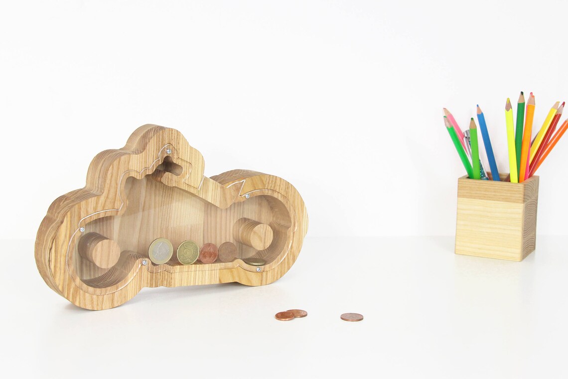 Money Box Motorcycle Gift Money Box Gift Wooden Bike | Etsy