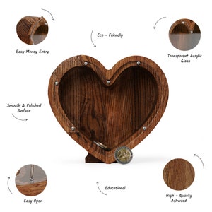 Custom Heart Shape Wood Money Holder, Personalized Gifts for Newlyweds ...