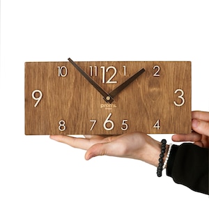 Personalized Rectangular Wooden Wall Clock, Farmhouse Wood Wall Clock ...