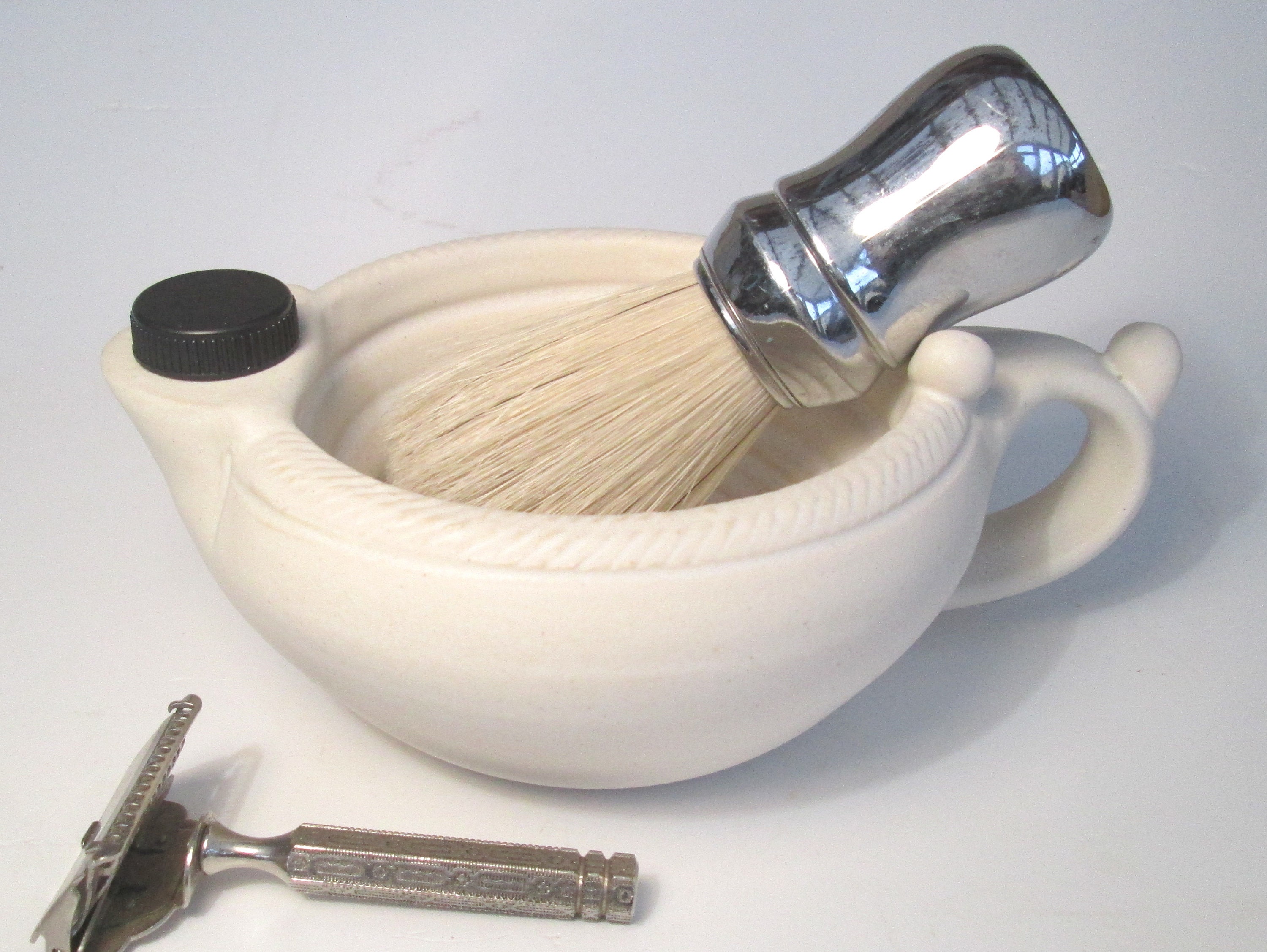 Large #2 Stoppered Shaving Scuttle Satin Ivory by Steve Woodhead - Etsy