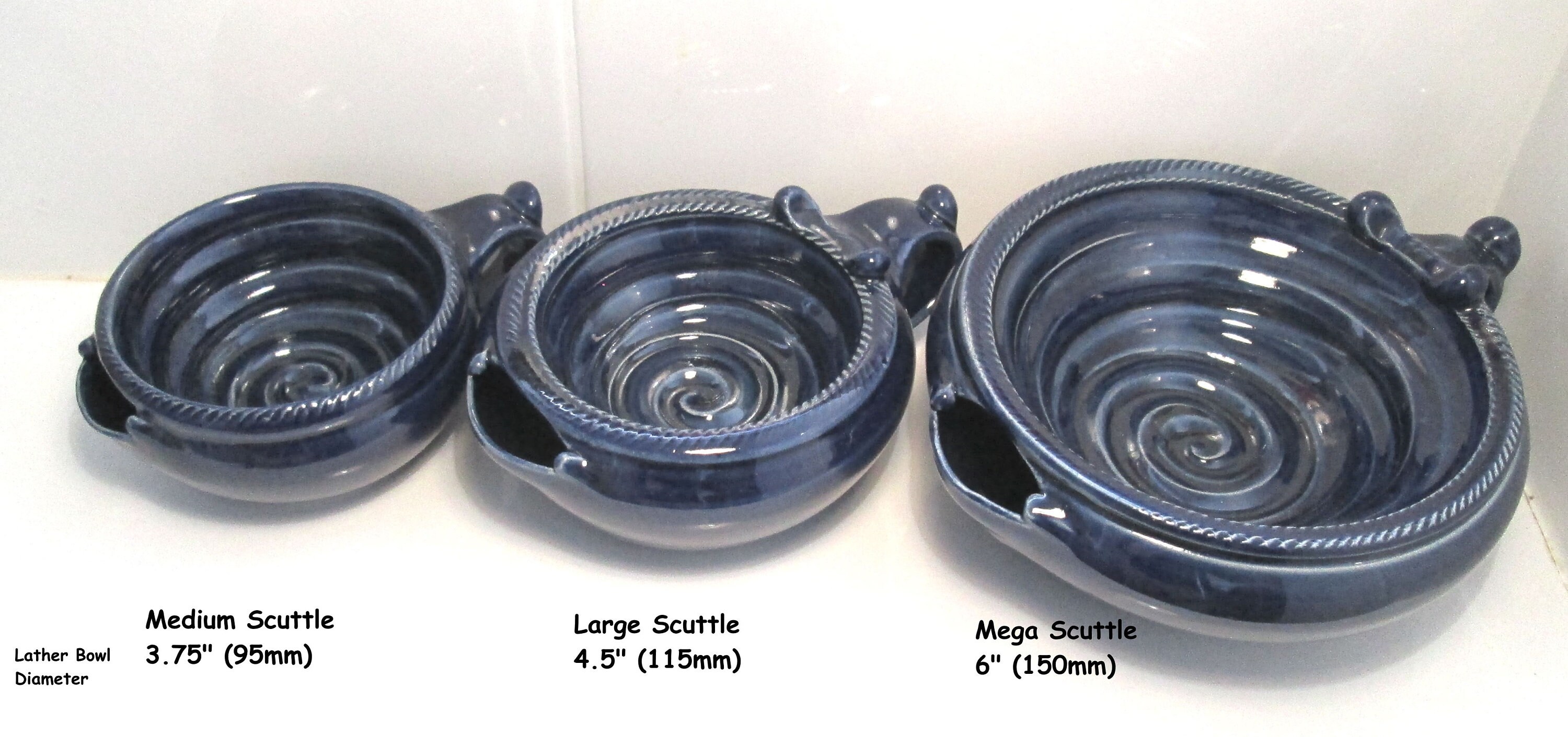 Large 2 Shaving Scuttle Bowl Blue by Steve Woodhead | Etsy