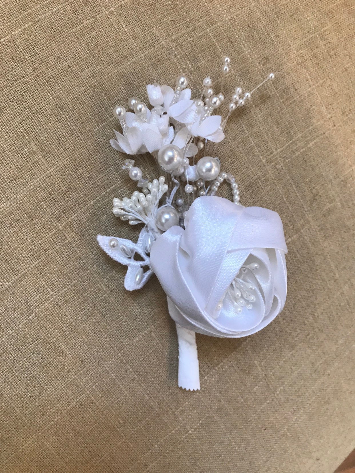Groom Groomsmen Father Bride Ushers White Satin Flower - Etsy