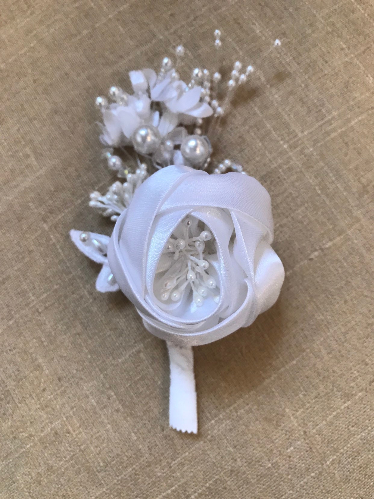 Groom Groomsmen Father Bride Ushers White Satin Flower - Etsy