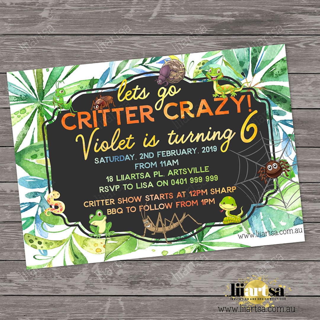 Critter Crazy Invitation | Personalised | Printable | Digital File ...