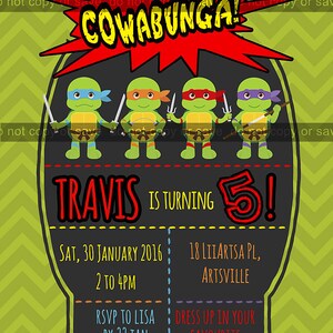 TMNT Cowabunga - Personalised - Printable - Digital File - Turtles ...