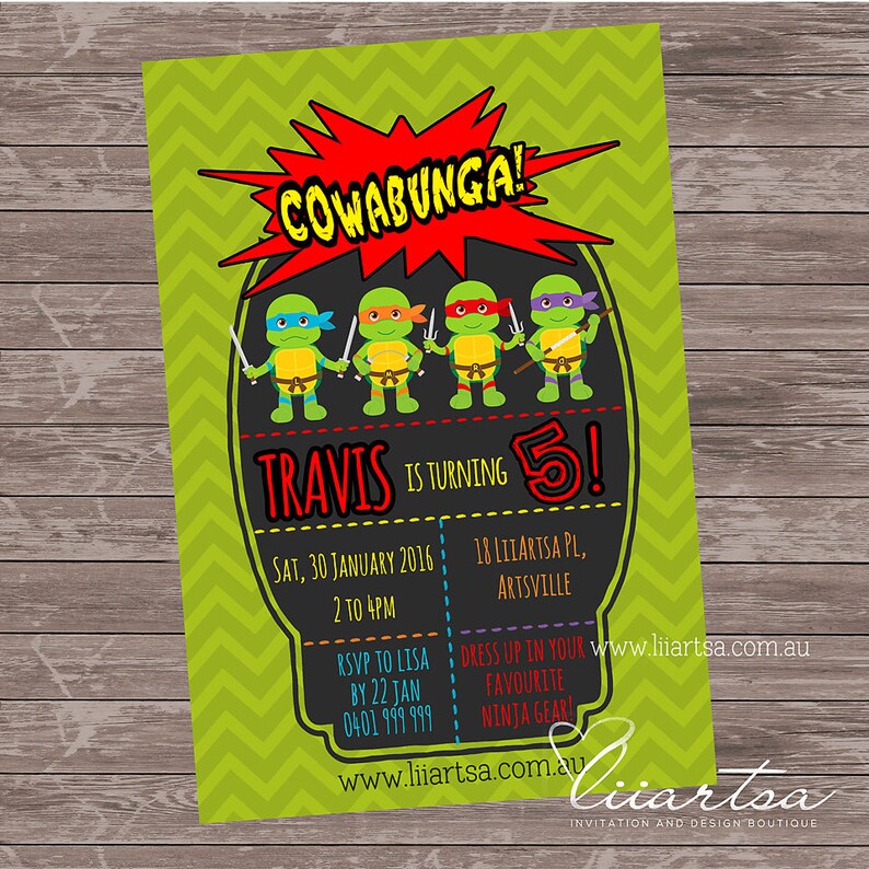 TMNT Cowabunga - Personalised - Printable - Digital File - Turtles ...