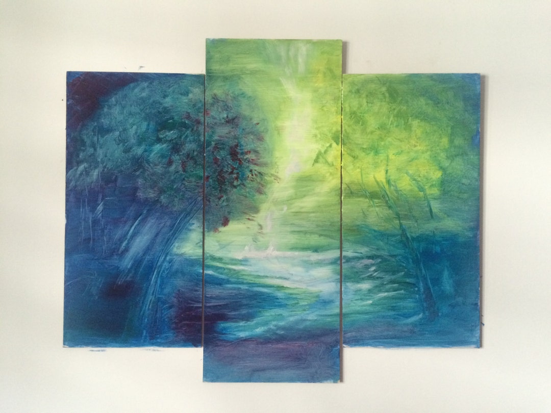 Multi Panel Painting, Oil Painting on Wood Panel, Framed Artwork, Wood ...