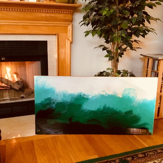 Other Assemblage Art & Collectibles Fire Woods 16x16 mixed media epoxy ...