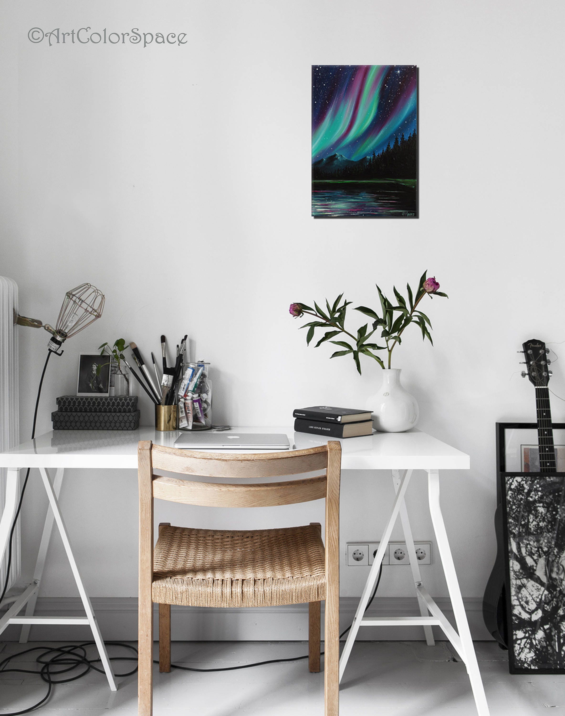 Canada Northern Lights Art Aurora Borealis Mountain Painting - Etsy Canada