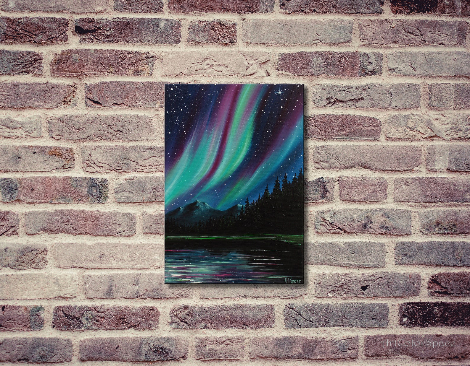 Canada Northern Lights Art Aurora Borealis Mountain Painting - Etsy Canada