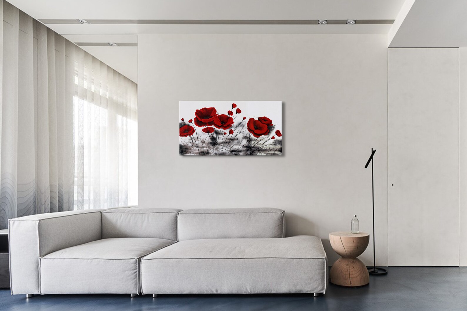 Red Poppy Painting Acrylic Painting on Canvas Poppy Wall Art Flowers ...