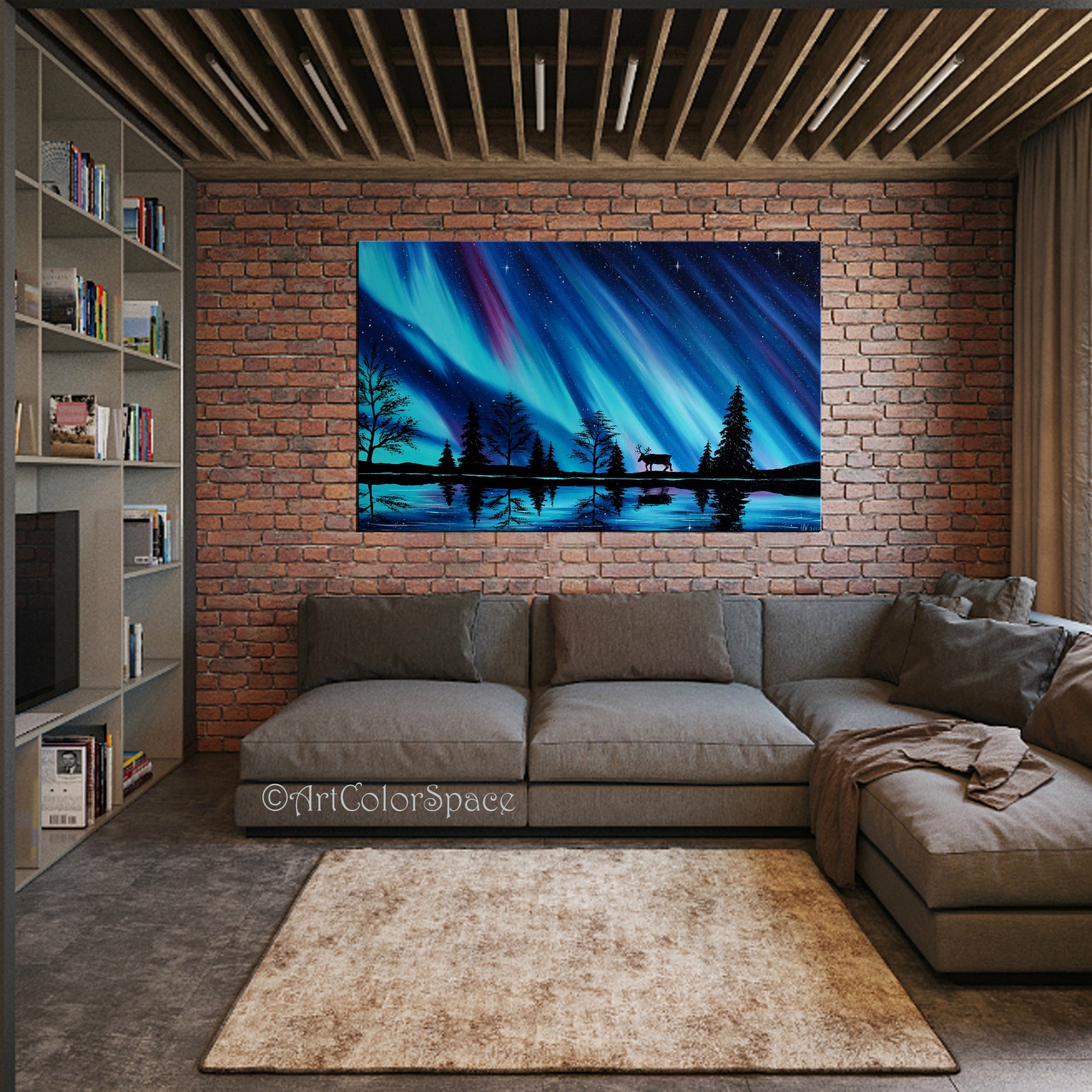 Canada Art Large Northern Lights Art Aurora Borealis Art Extra - Etsy