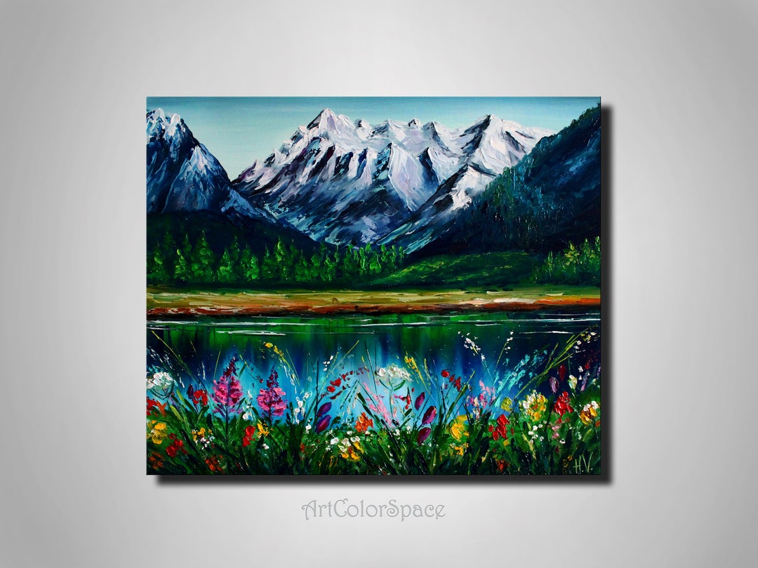 Original Painting Swiss Alps Mountains Oil Painting on Canvas ...