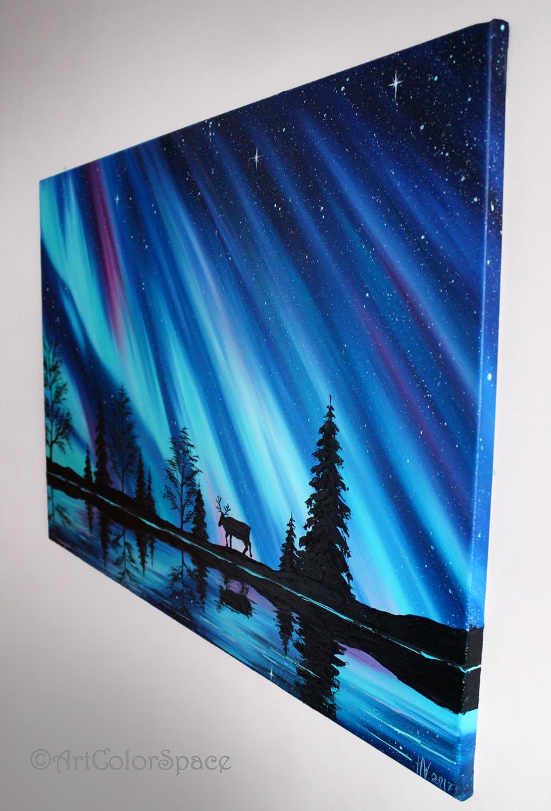 Canada Art Large Northern Lights Art Aurora Borealis Art Extra - Etsy