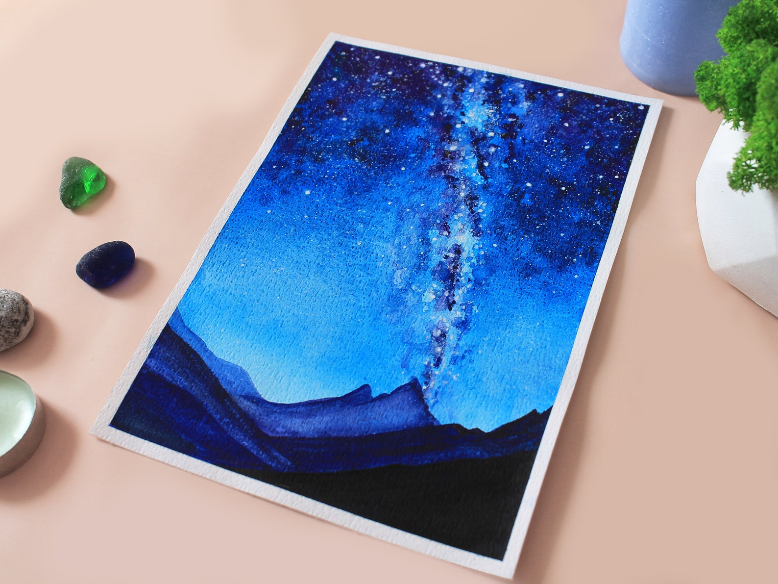 Milky Way Wall Art Watercolor Painting Night Sky Galaxy - Etsy