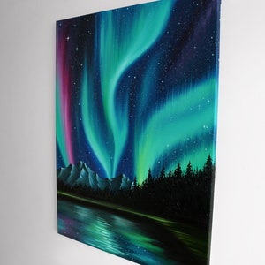 Canada Northern Lights Art Galaxy Painting on Canvas Aurora Borealis ...