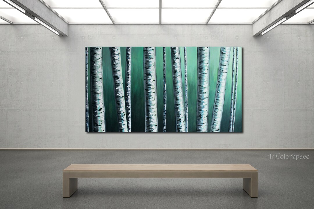 Large Aspen Tree Painting: Handmade Birch Landscape Art on Canvas - Etsy