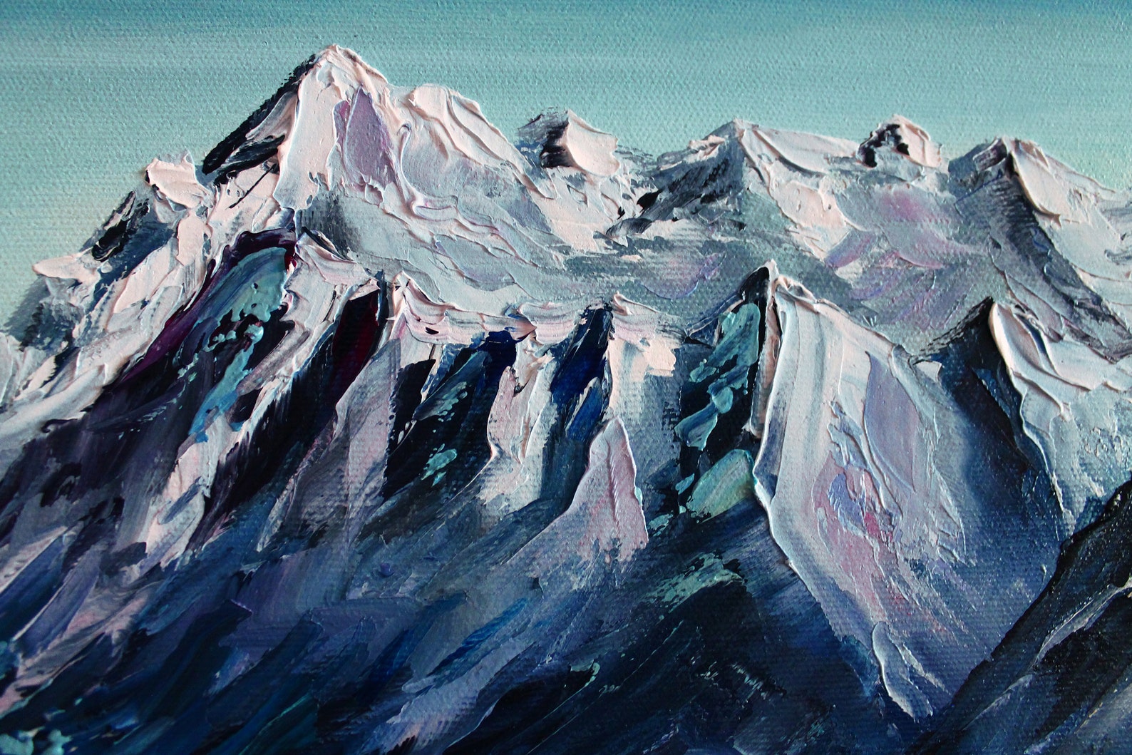 Original Painting Swiss Alps Mountains Oil Painting on Canvas ...