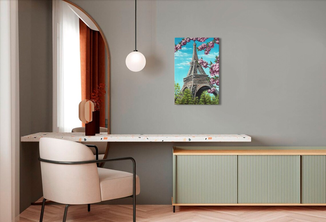 Pink Cherry Blossoms Art Spring Flowers Oil Painting on Canvas | Etsy