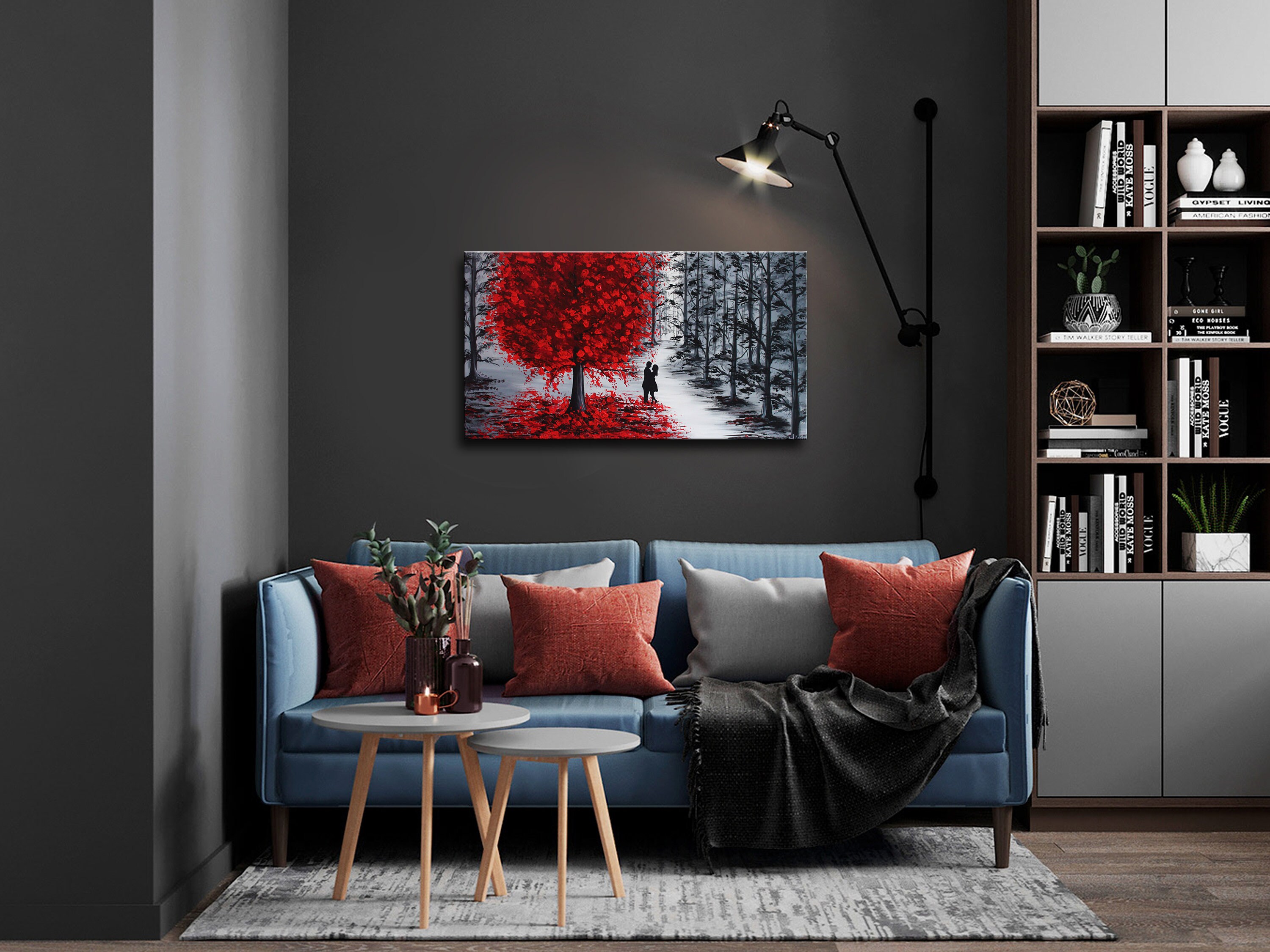 Romantic wall art Couple painting on canvas Couple in love | Etsy