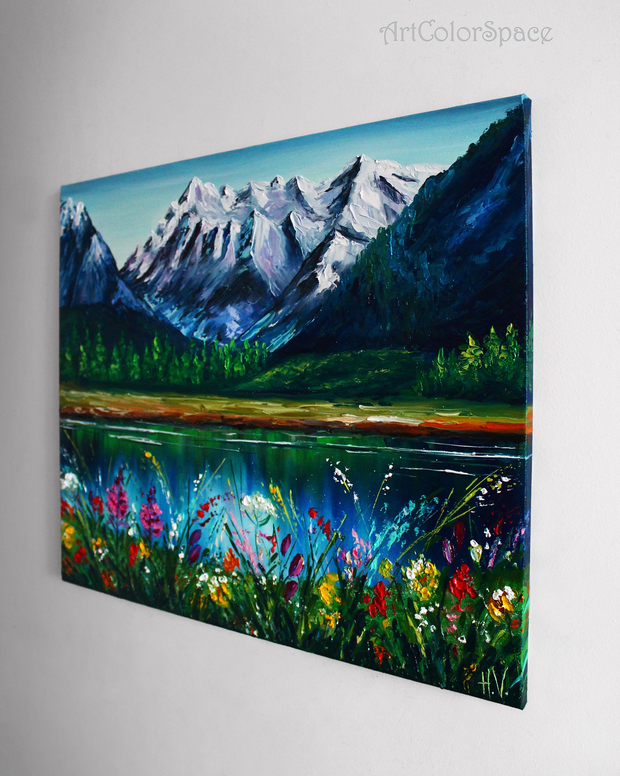 Original Painting Swiss Alps Mountains Oil Painting on Canvas | Etsy