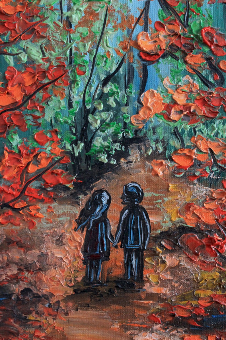 Love Couple Painting on Canvas Autumn Forest Wall Art Couple - Etsy