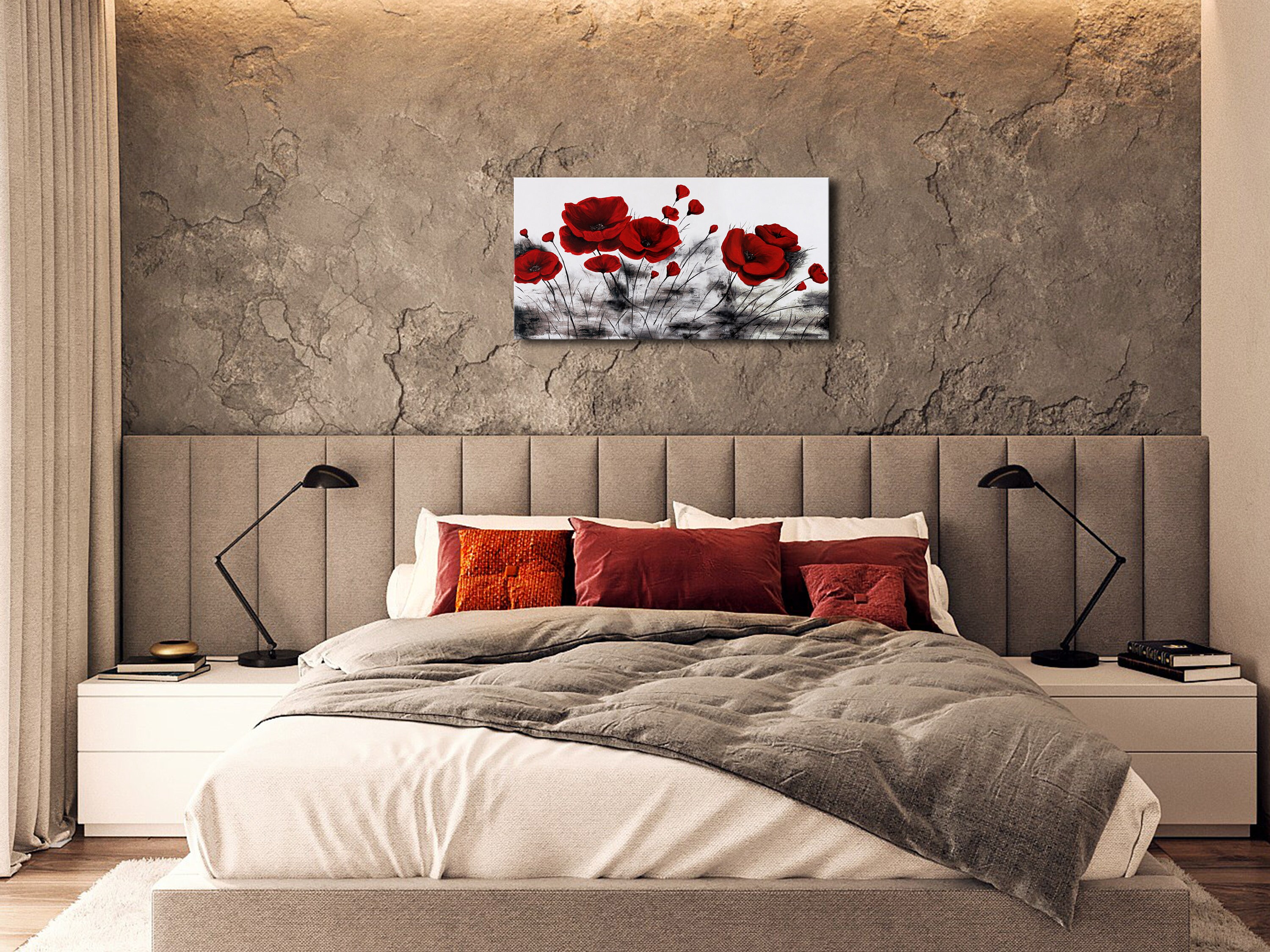 Red poppy painting Acrylic painting on canvas Poppy wall art | Etsy