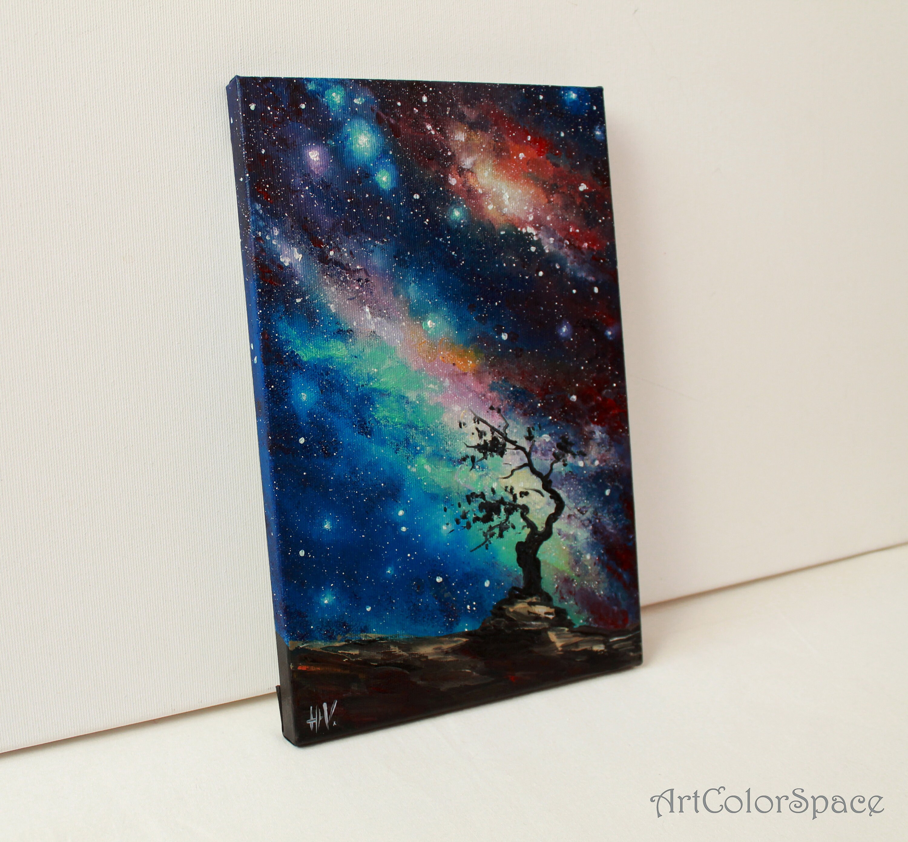 Space Painting Astronomy Gifts Milky Way Painting on Canvas | Etsy