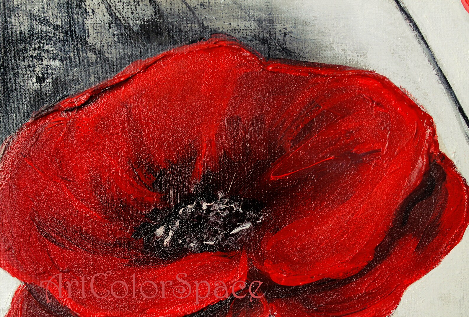 Large Painting Poppy Flowers Painting on Canvas Red Poppy Art - Etsy