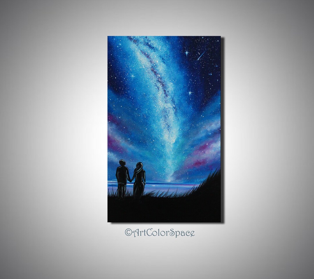 Love Couple Painting Romantic Painting Love Couple in Love Milky Way ...