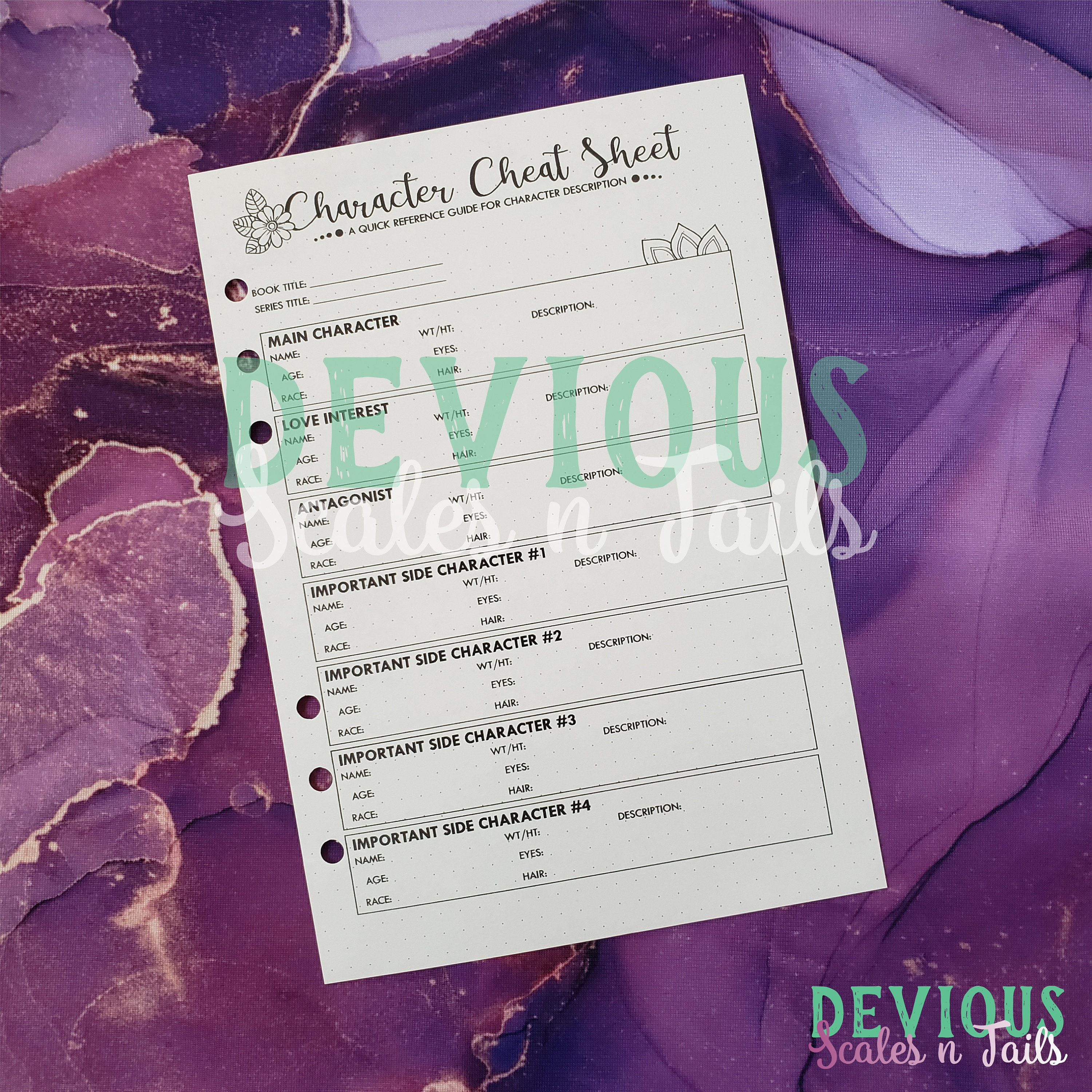 Printable Character Cheat Sheet (A5 and Letter Size) - Etsy Canada