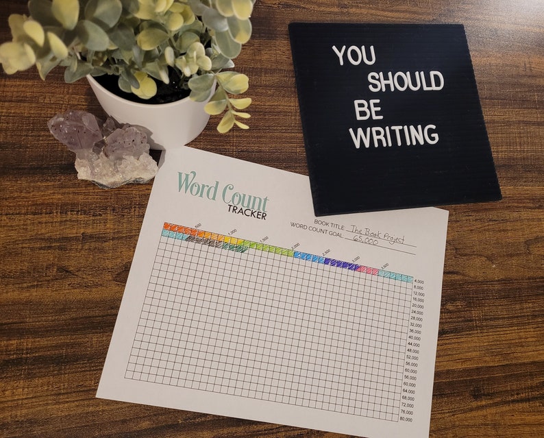 Word Count Tracker Printable (8.5x11 and A5) - Etsy