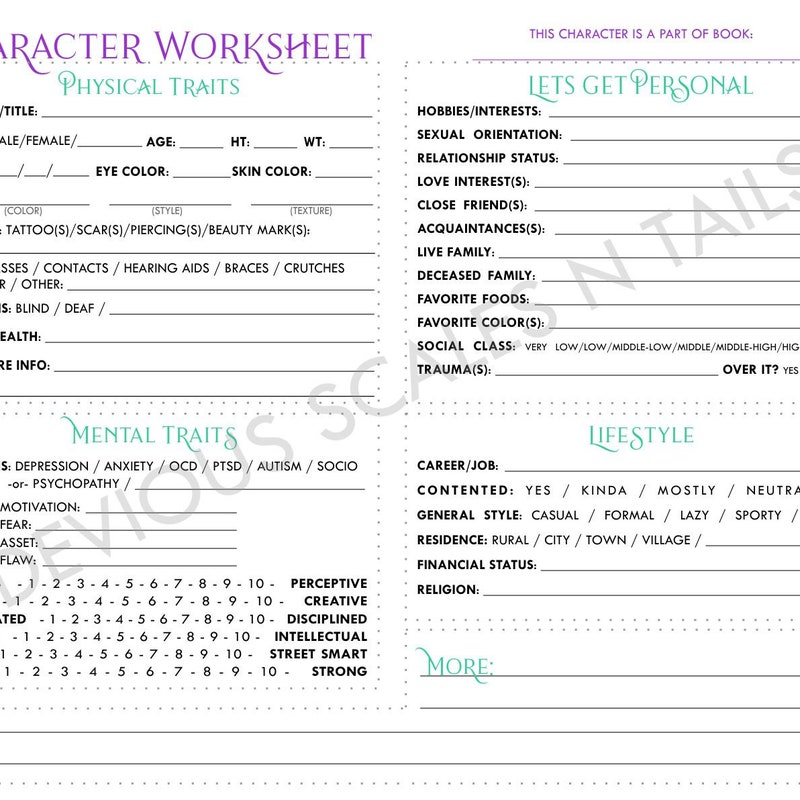 Free Character Sheet - Etsy
