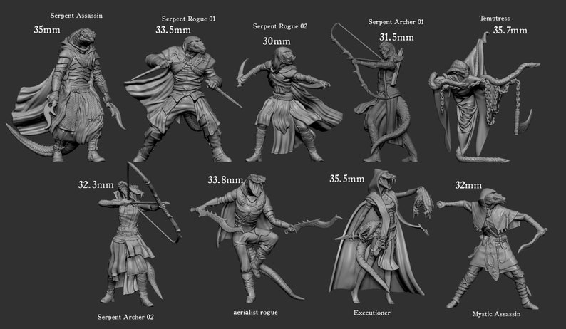 Yuan Ti Serpentine Characters Snake Folk Miniatures DND | Etsy