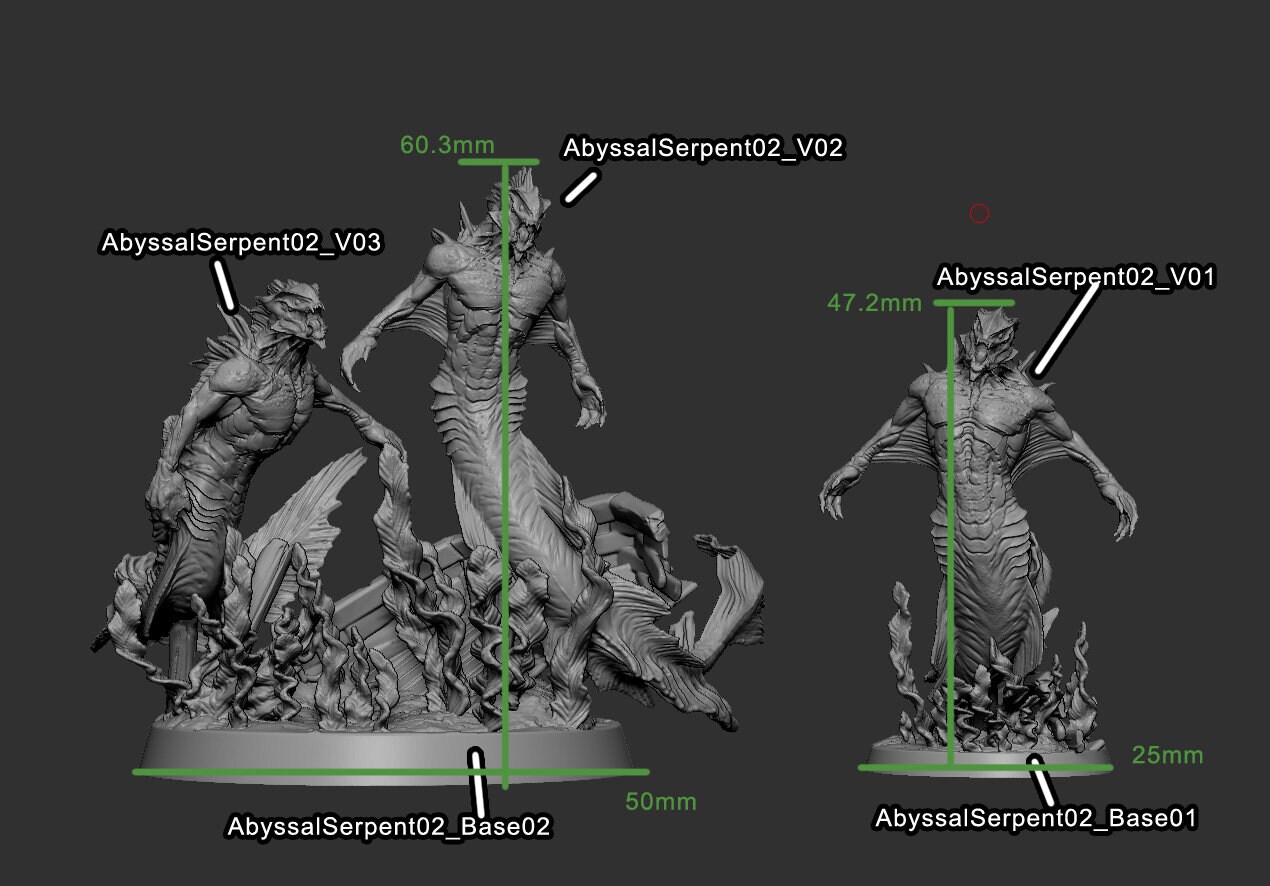 Abyssal Serpents Male Merfolk Miniature Merrow DND Pathfinder - Etsy