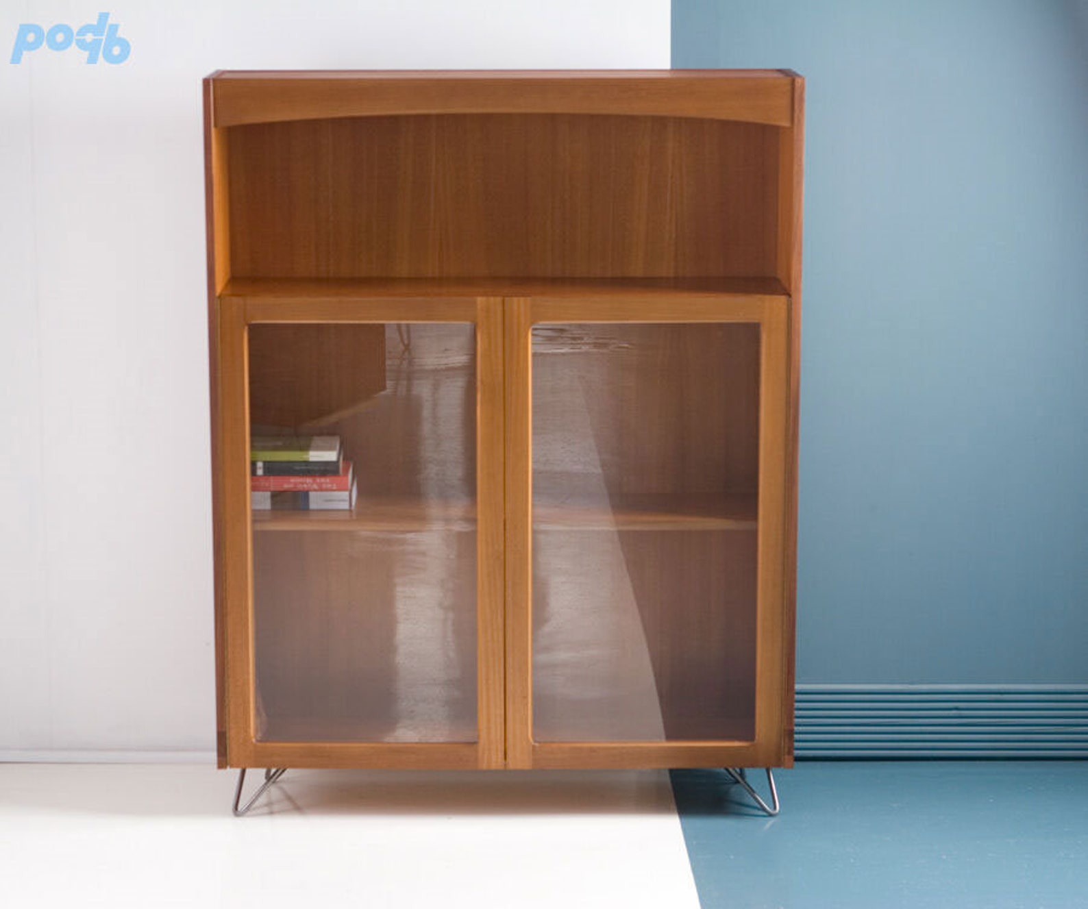 Vintage Mid Century Retro Nathan G Plan Bookcase Glass Fronted Display ...