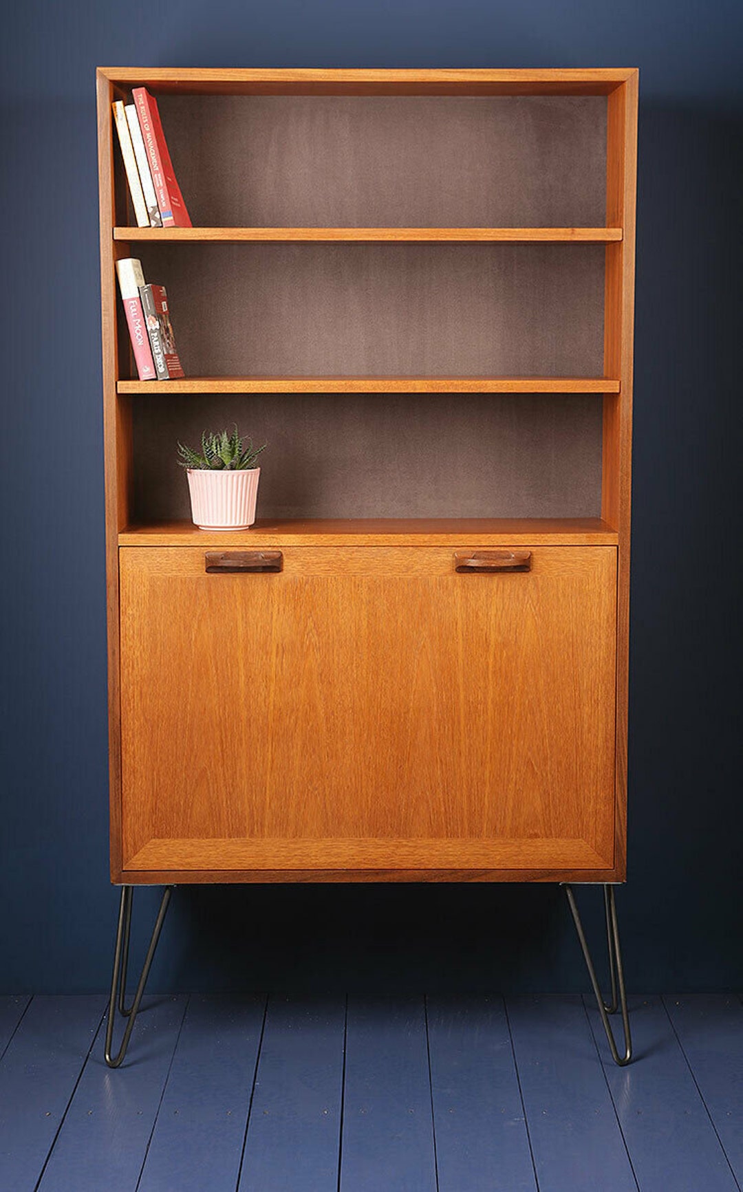 Vintage G Plan Sierra 1960s Teak Grey Display Drinks Cabinet Bookcase ...