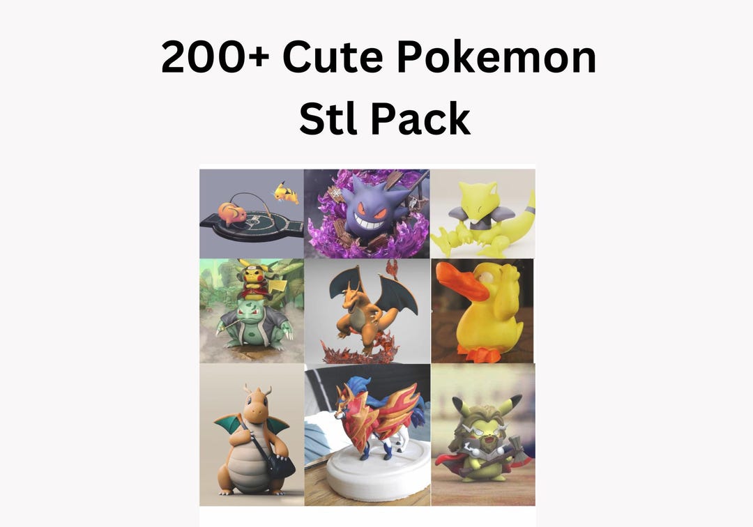 200 Pokemon Miniatures Pack STL File , 3d File Bundle Pack , Pokemon ...