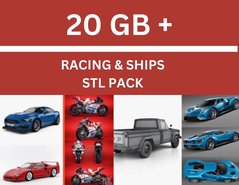 Stl Pack , Racing and Ships Stl Pack , Mega Stl Pack , Stl Files for Car Race Lovers , Sports ...