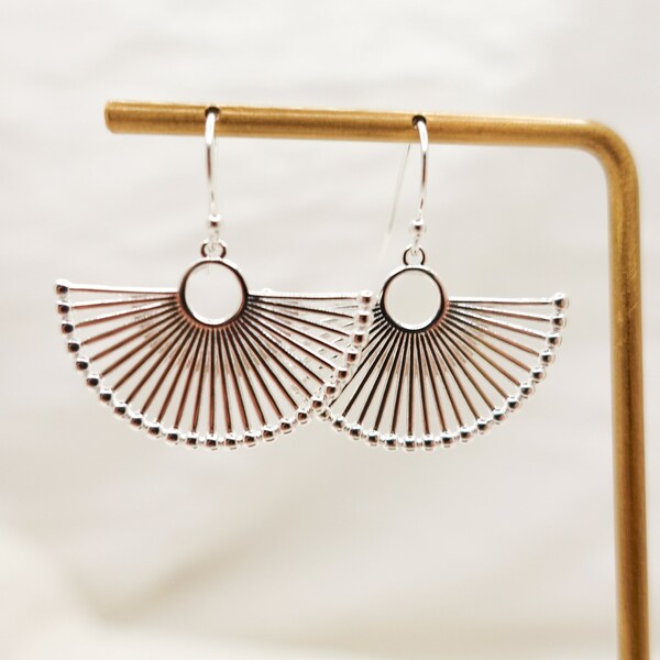 Silver Fan Earrings - Etsy
